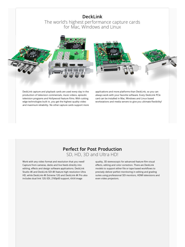 DeckLink 4K Extreme 12G Overview | PDF | Video | Hdmi