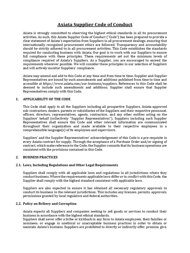 09._Axiata_Supplier_Code_of_Conduct_With_Signing | PDF | Labour Law ...