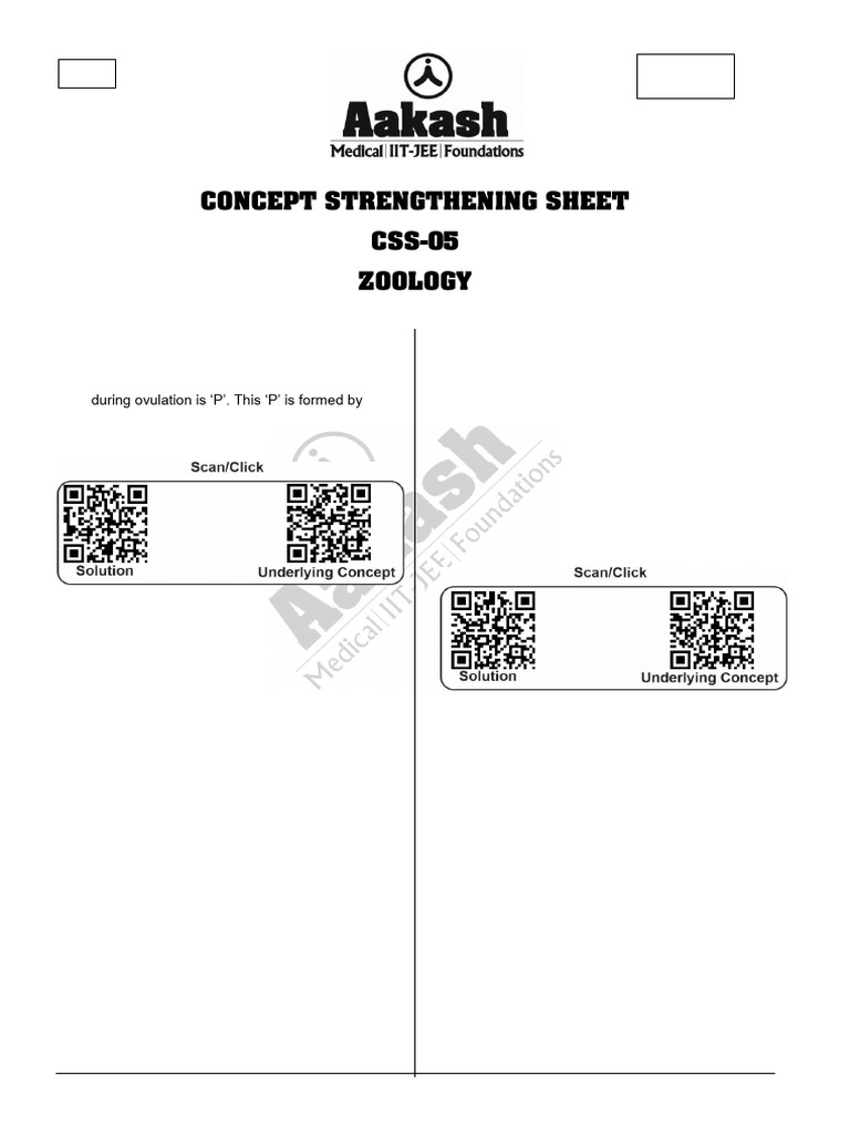Concept Strengthening Sheet CSS 05 Based On AIATS 05 RM Zoology | PDF | Luteinizing Hormone ...