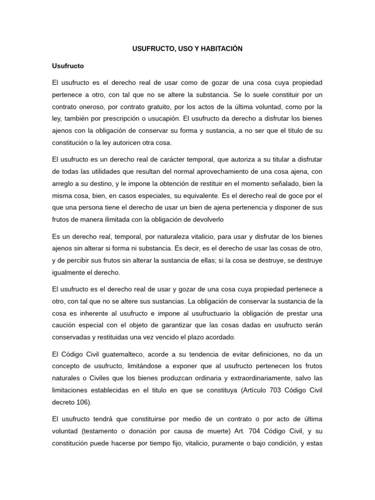 Usufruct o | PDF | Propiedad | Justicia