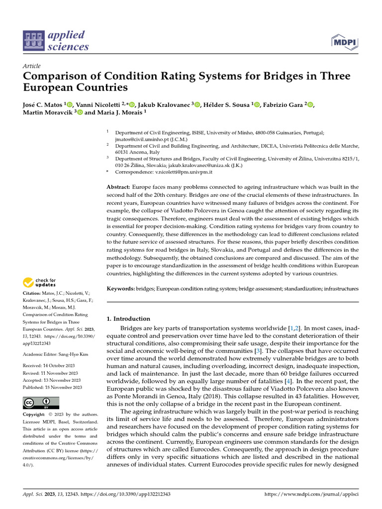 Comparison of Condition Rating Systems for Bridges in Three European Countries | PDF | Risk | Bridge