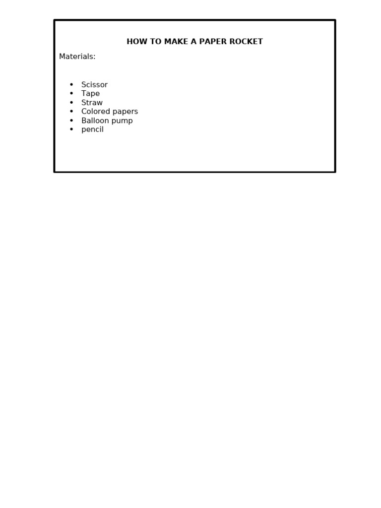 How To Make Paper Rocket Pdf