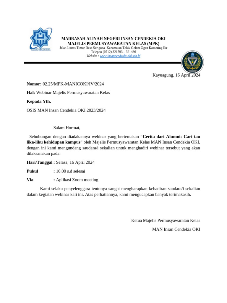 Surat Undangan Webinar 2 | PDF | Komputer