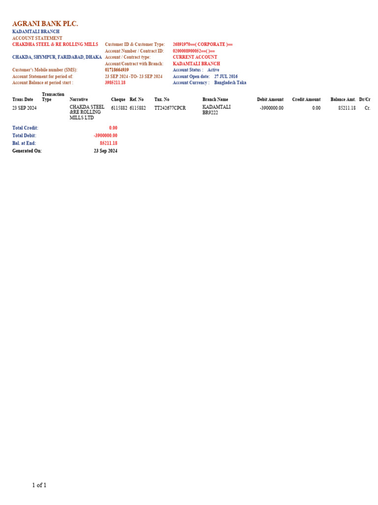 Corporate Account Statement | PDF | Finance & Money Management