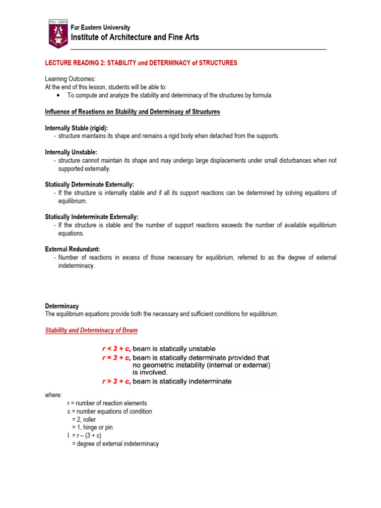 Lecture 2-Determinacy & Stability - Beams & Frames | PDF | Beam ...