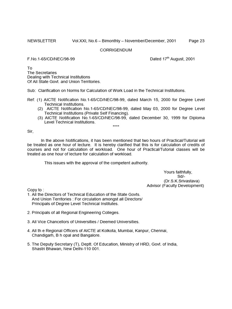 AICTE CLARIFICATION Load | PDF