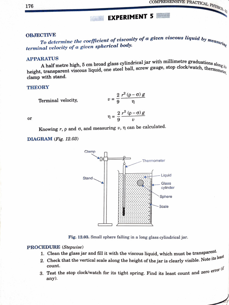 Co-Efficient of Viscosity Practical | PDF | Viscosity | Liquids