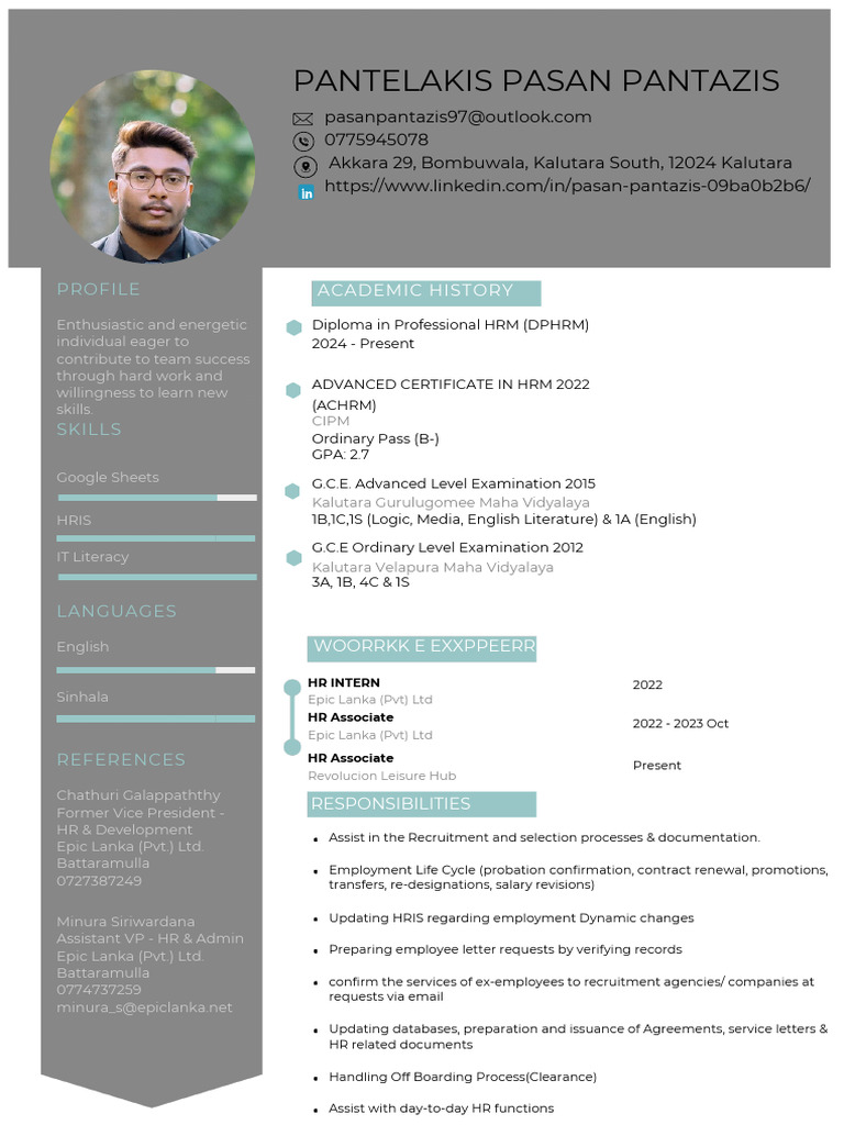 Pasan Pantazis CV 2024 NEW PDF | PDF | Human Resource Management | Business