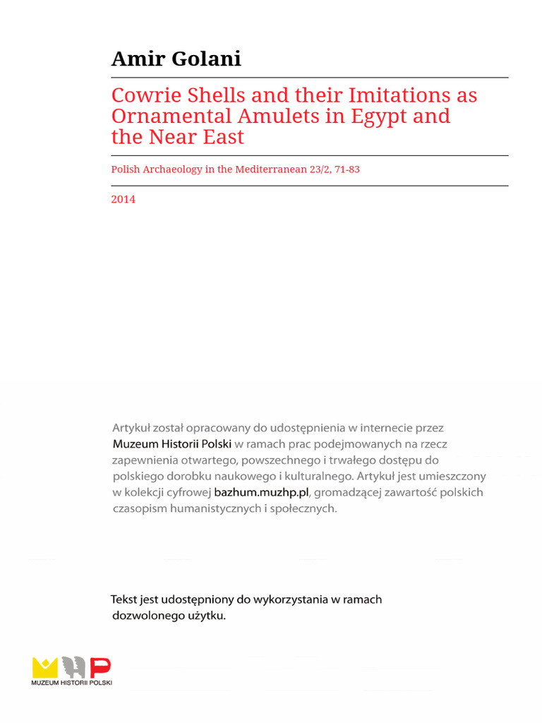 Golani 2014 Cowrie Shells Imitations Egypt Near East | PDF | Ancient ...