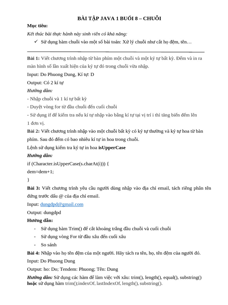 BT Java1 Buoi8 Chuoi | PDF
