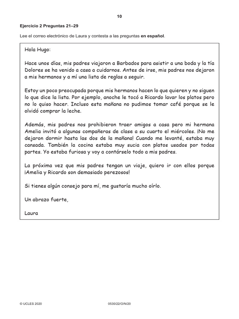 CIE IGCSE Nov 2020 RC 2 21-29 - Un viaje a Barbados - PREGUNTAS | PDF