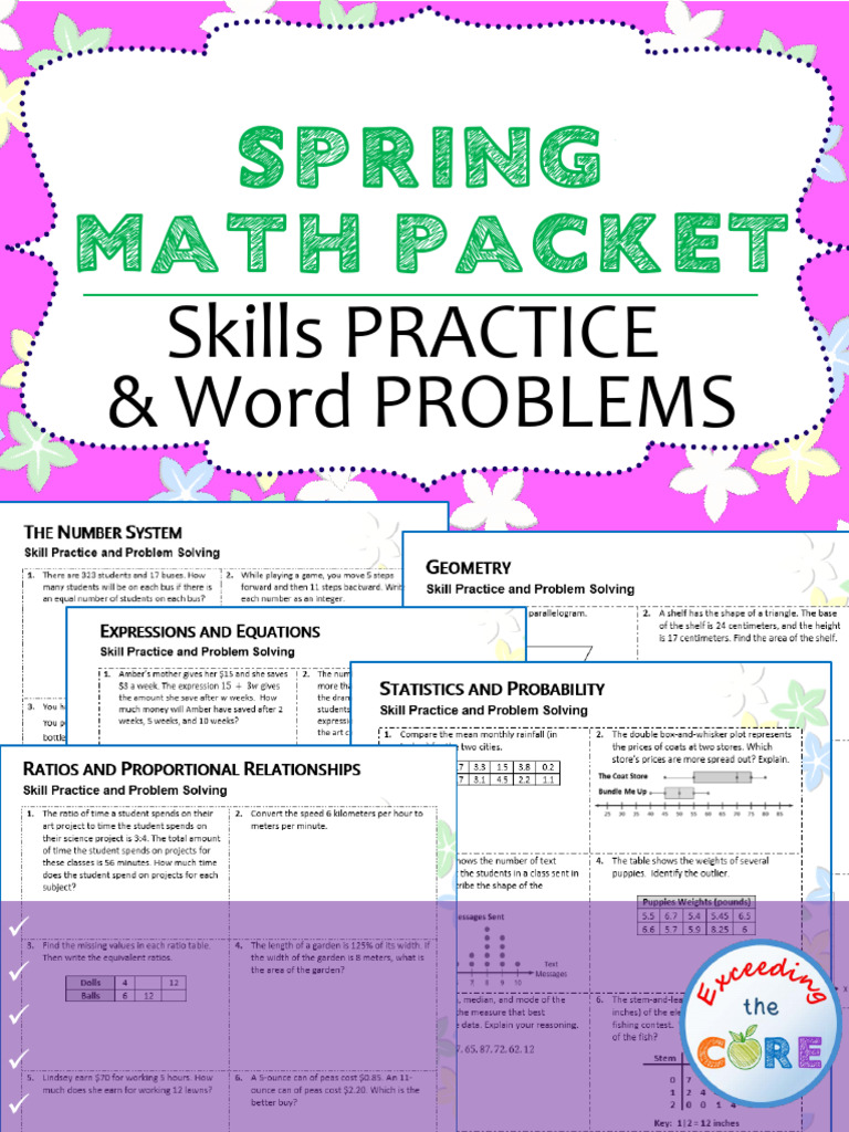09 - 6th Grade SPRING - April MATH PACKET - COMMON CORE Assessment ...