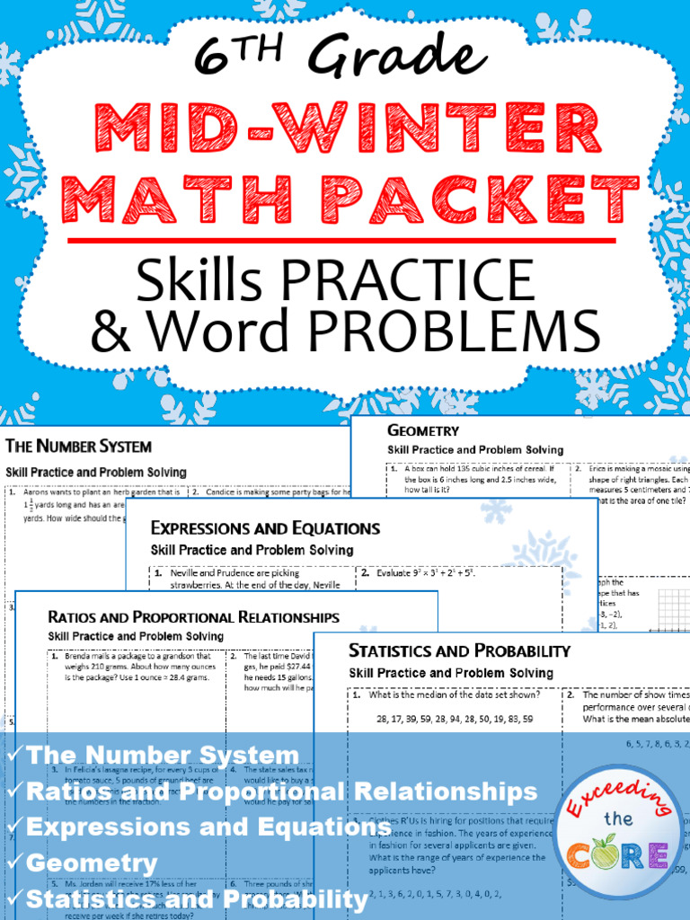 6th Grade Mid-Winter Math Packet | PDF | Area | Triangle