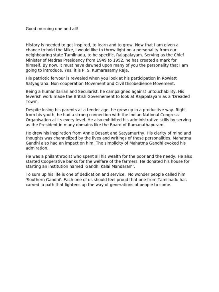 P. S. Kumarasamy Raja: Southern Gandhi | PDF