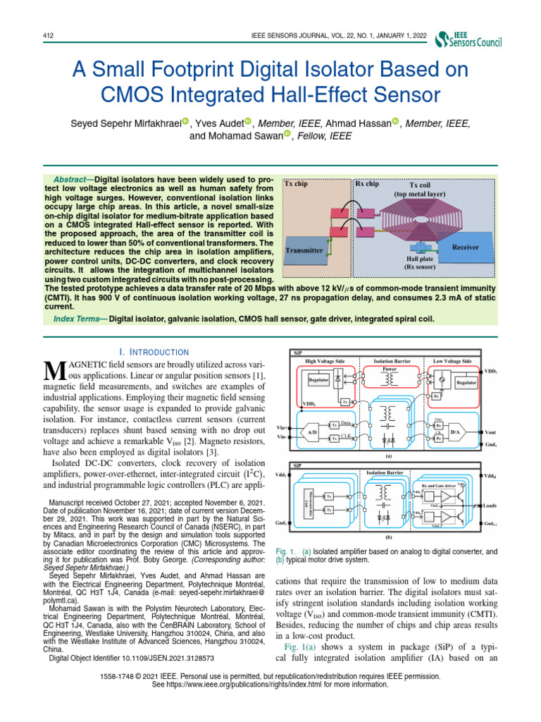 A Small Footprint Digital Isolator Based On CMOS Integrated Hall-Effect ...