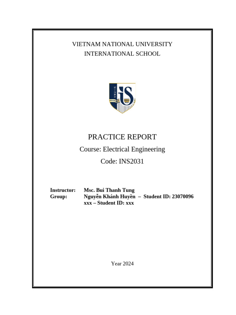 Pratise Report Template - EE - E | PDF | Science & Mathematics