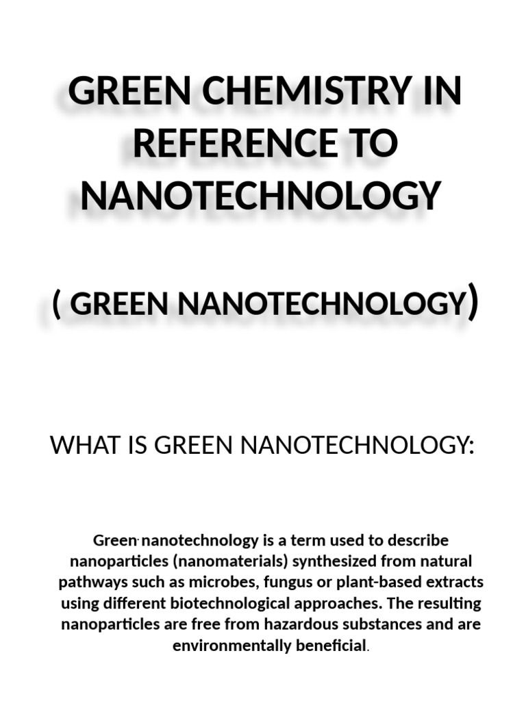 Green Nanotech for Pharma Innovators | PDF | Nanotechnology | Nanomedicine