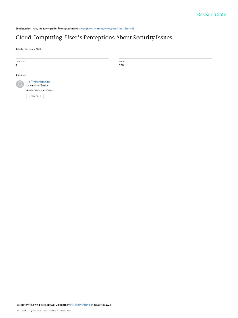 Cloud Computing User's Perceptions About Security Issues | PDF | Cloud Computing | Computer Security