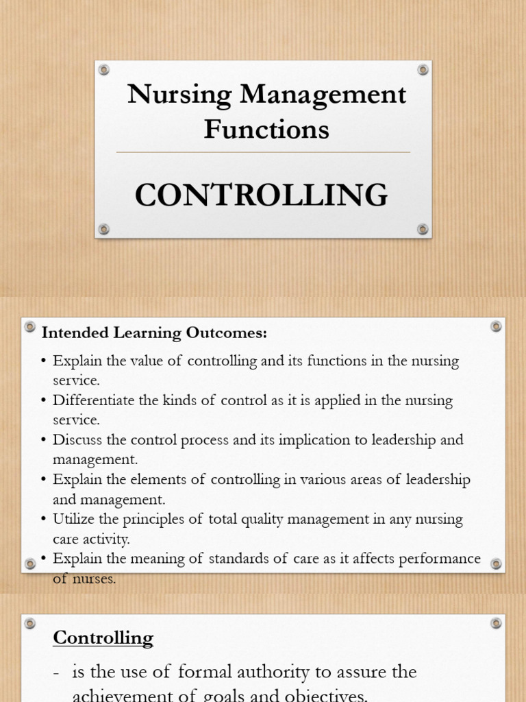 Nursing Management Function - Controlling | PDF | Performance Appraisal | Nursing