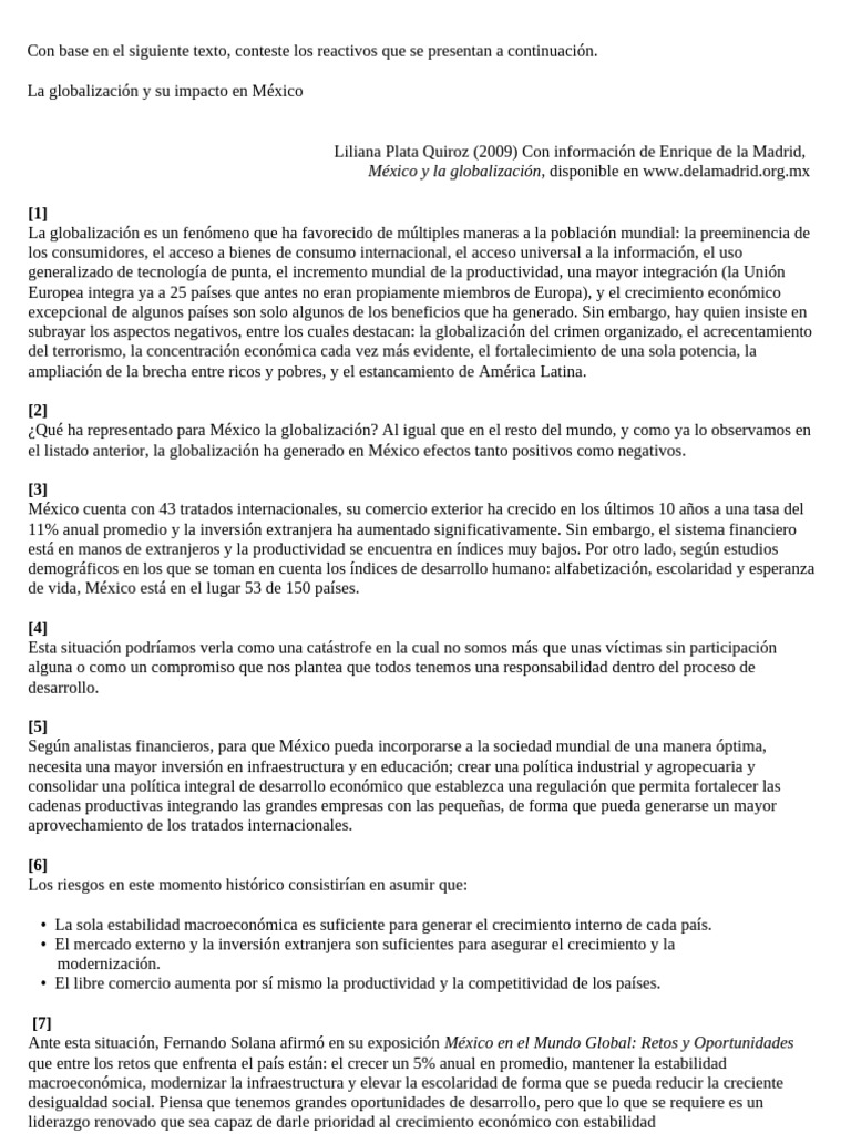 Examen Planea 2015 | PDF | México | Globalización