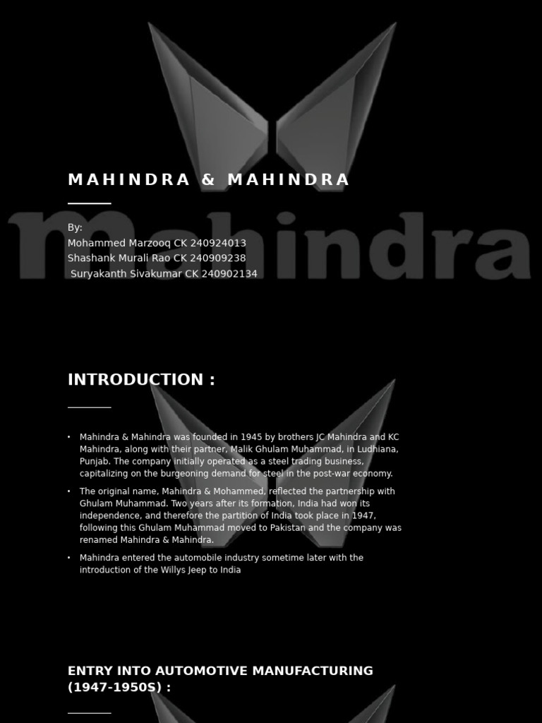 Mahindra & Mahindra | PDF | Economies | Land Vehicles