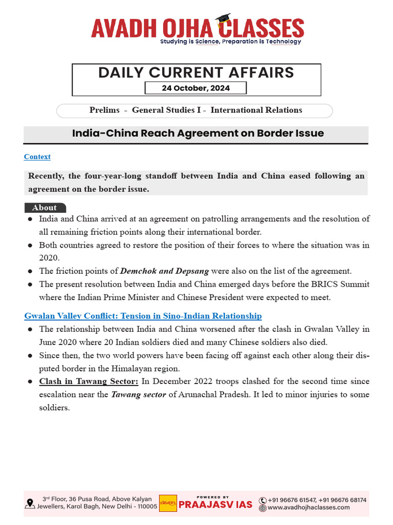 Daily Current Affairs October 24, 2024 | PDF | Economies
