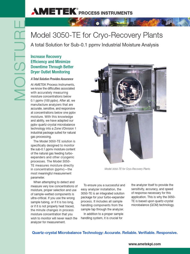 AMETEK 3050-TE Moisture Analyzer10 | PDF | Gases | Calibration