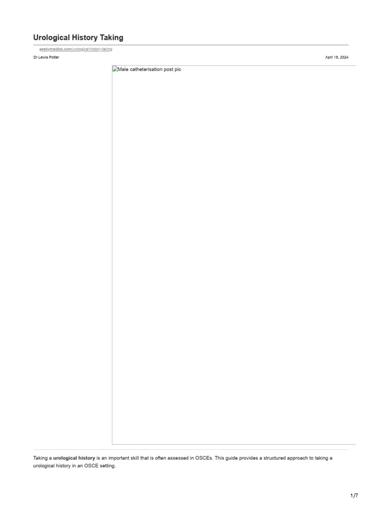 geekymedics.com-Urological History Taking | PDF | Urinary Incontinence ...