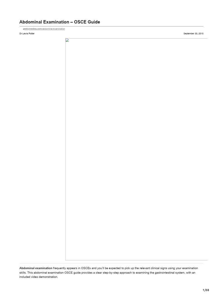 Abdominal Examination OSCE Guide | PDF | Abdomen | Medical Specialties