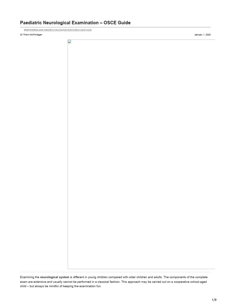 Paediatric Neurological Examination OSCE Guide | PDF | Nervous System ...