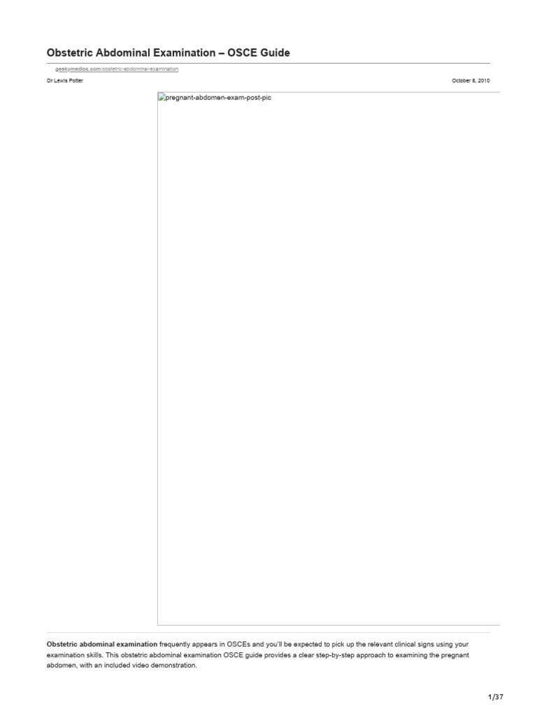 Obstetric Abdominal Examination OSCE Guide | PDF | Abdomen | Fetus