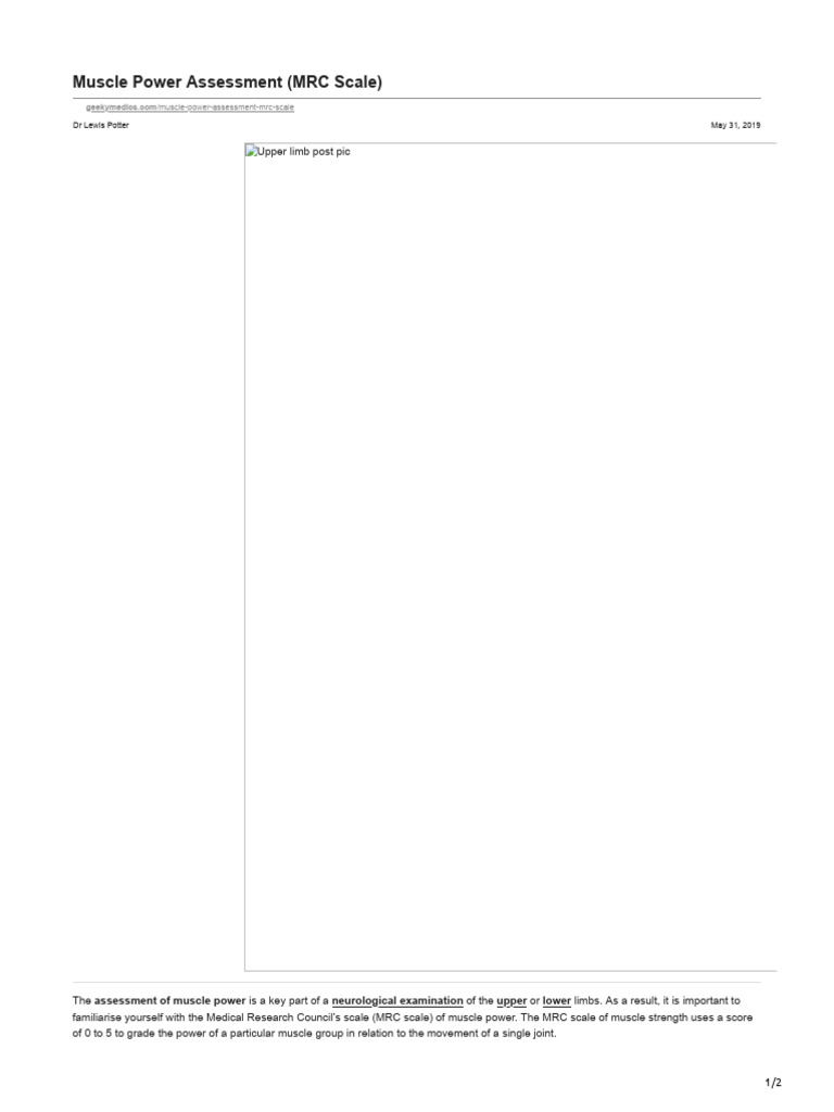 Geekymedics.com-Muscle Power Assessment MRC Scale | PDF