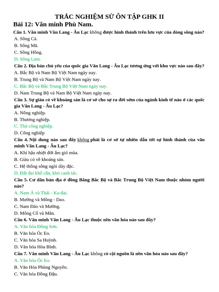 Trắc Nghiệm Sử Ôn Tập GHK Ii | PDF