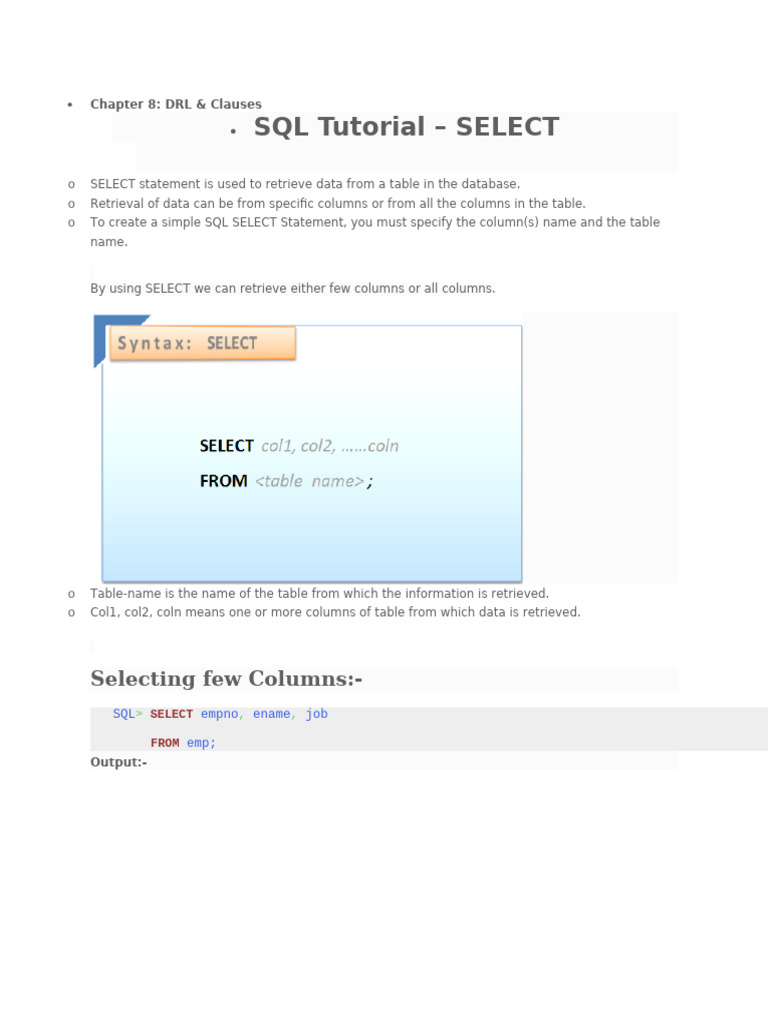 SQL Tutorial(chap8) | PDF | Sql | Information Technology Management