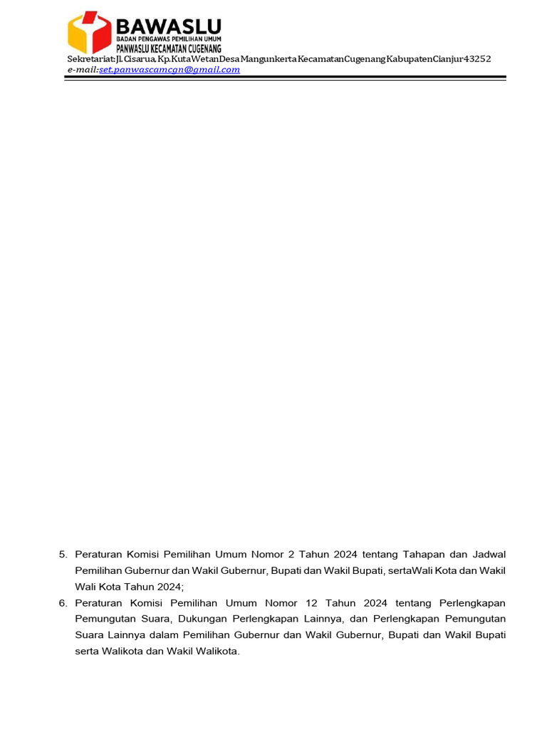 Surat - Imbauan - Logistik - Pemilihan 2024 | PDF