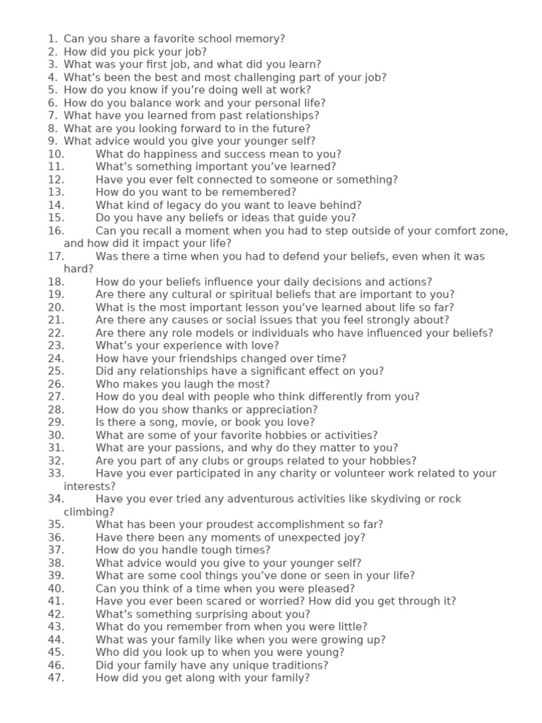 Can You Share A Favorite School Memory | PDF | Memory