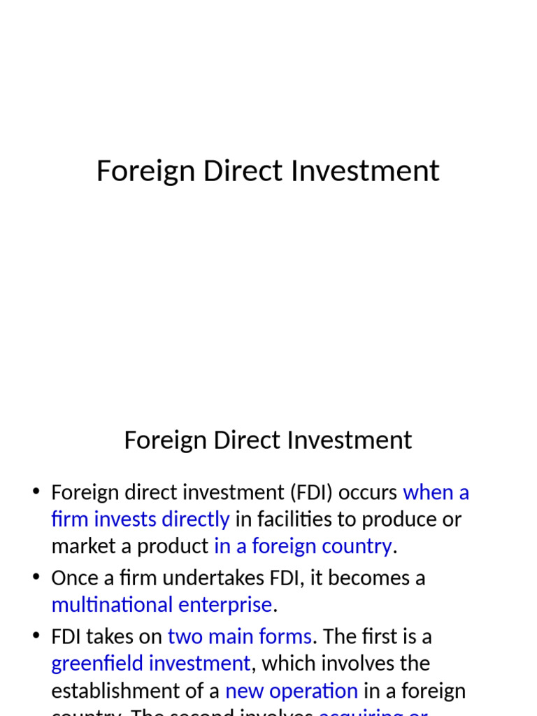 Foreign Direct Investment | PDF | Foreign Direct Investment | Balance Of Payments