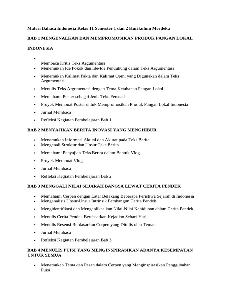 Materi Bahasa Indonesia Kelas 11 Merdeka | PDF
