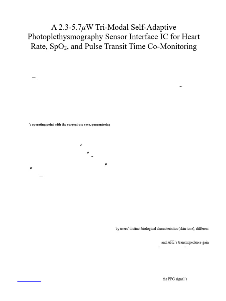 Tri-Modal PPG Sensor Interface IC | PDF | Signal To Noise Ratio ...