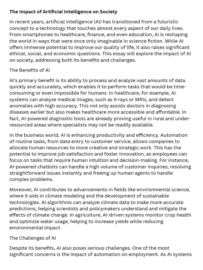 AI's Societal Impact: Pros & Cons | PDF | Artificial Intelligence ...