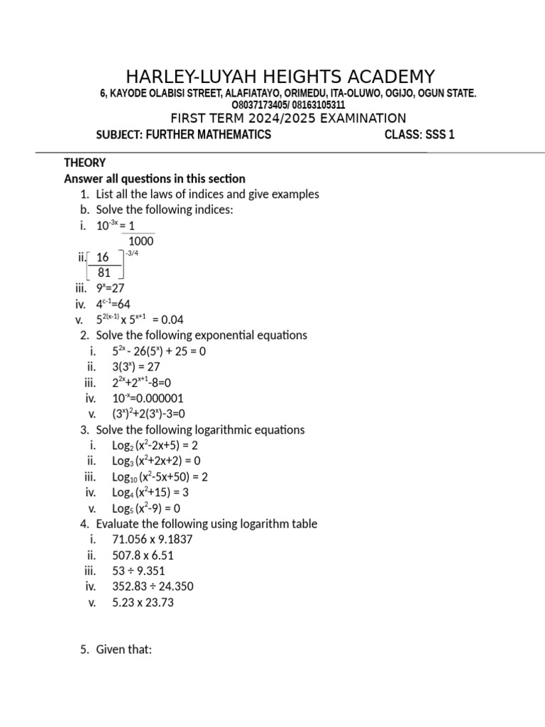 Maths and Fmaths, Ss1 - Ss3 | PDF | Elementary Mathematics | Arithmetic