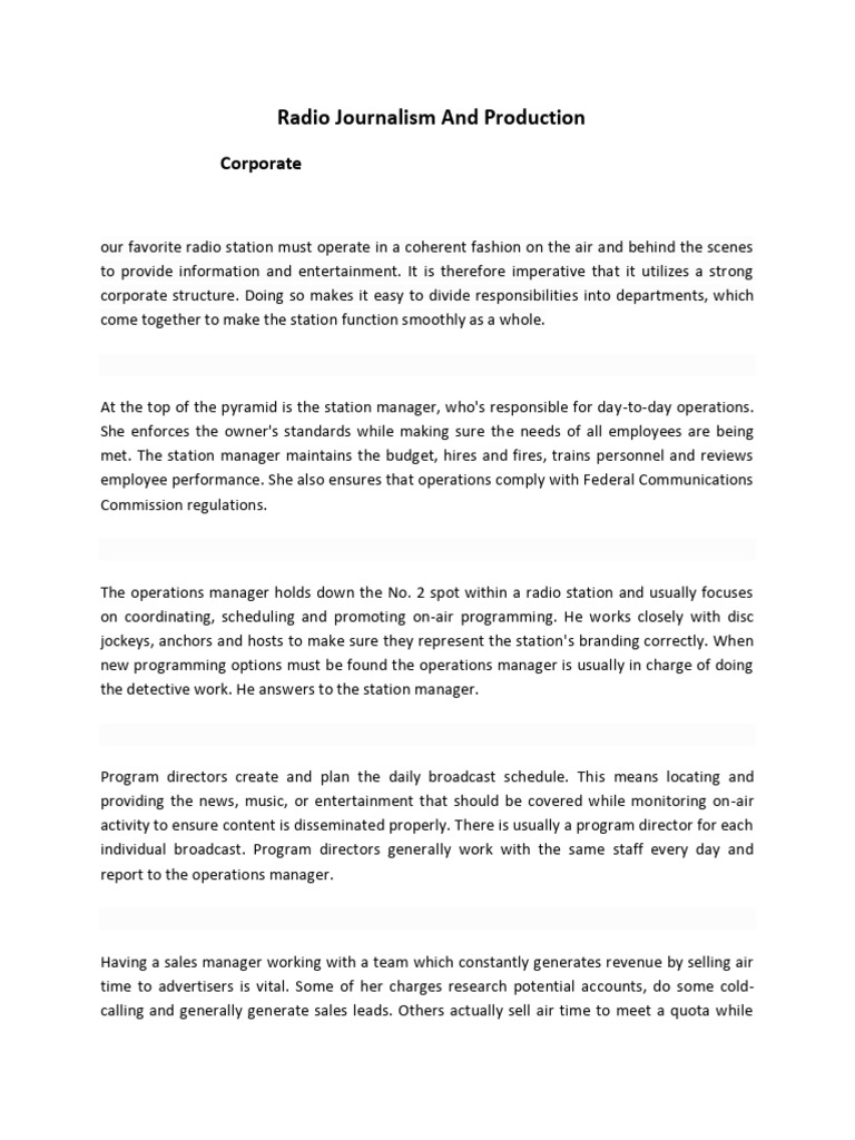 Radio Journalism and Production | PDF | Microphone | Sound Recording ...