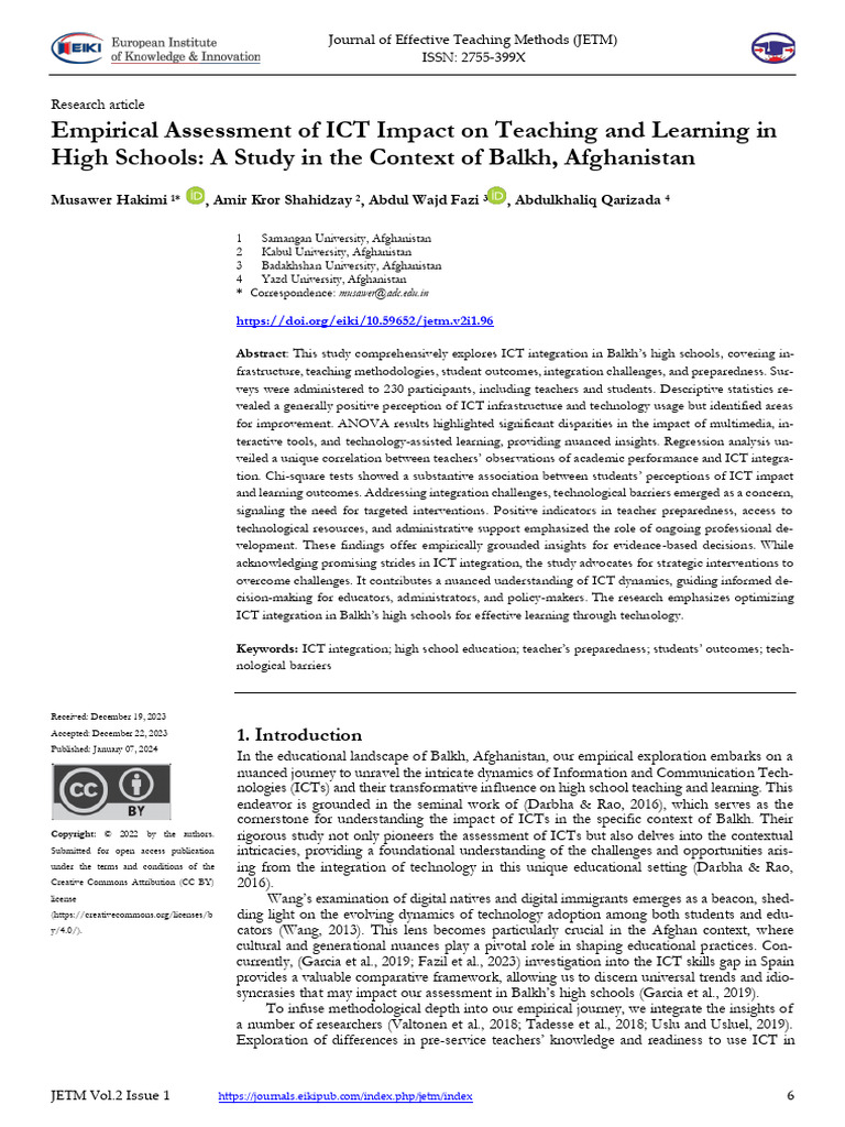 Empirical Assessment of ICT Impact on Teaching 11 | PDF | Methodology | Educational Technology
