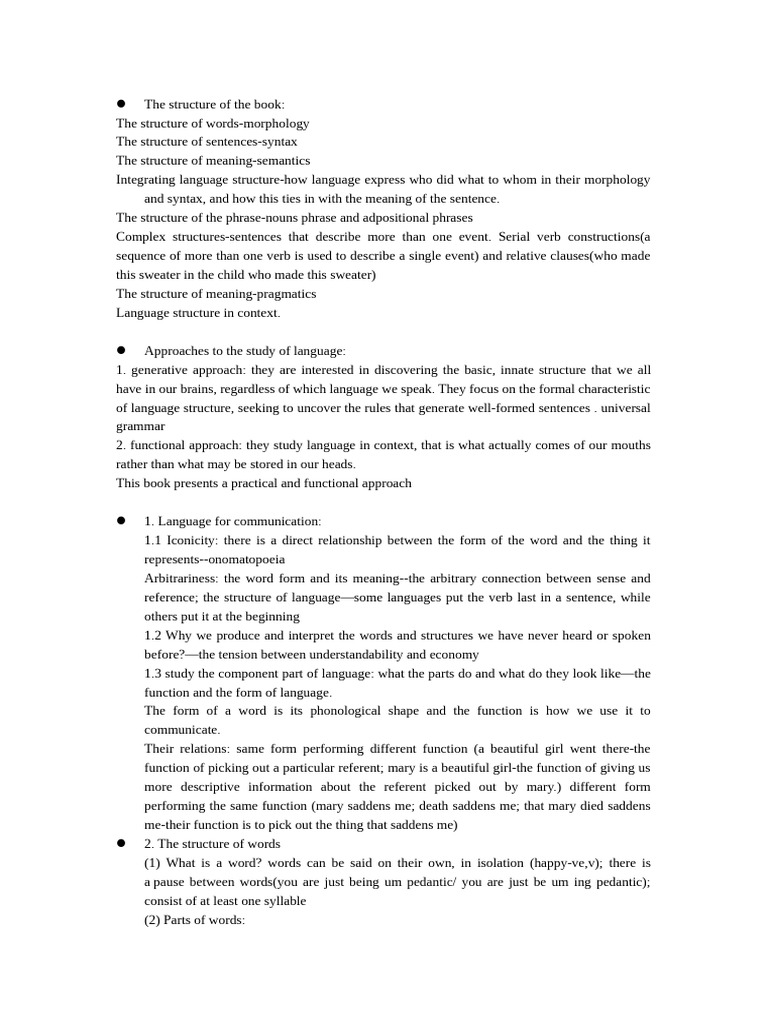 The Structure of The Language | PDF | Word | Morphology (Linguistics)
