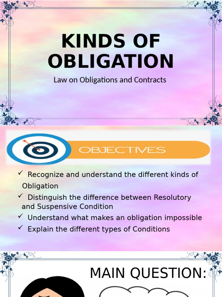 Kinds of Obligation: Law On Obligations and Contracts | PDF | Common ...