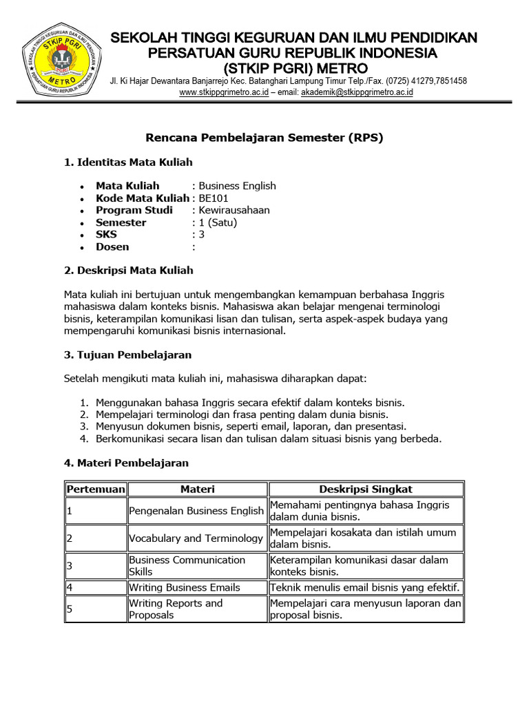 RPS Business English | PDF