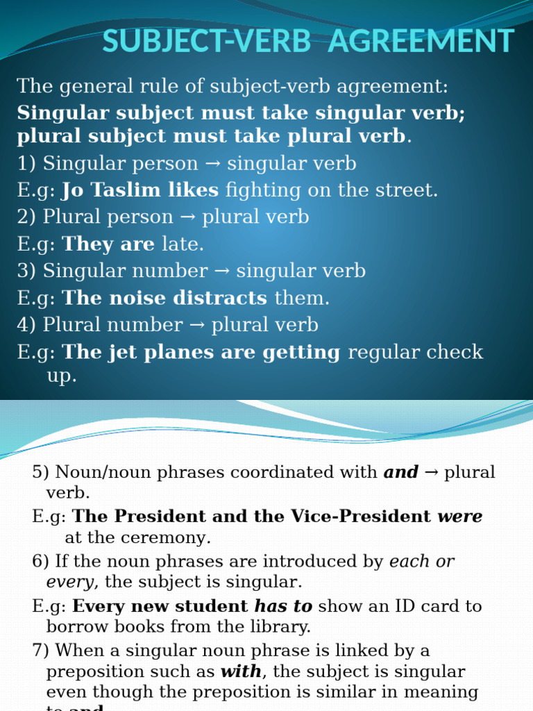 Subject-Verb Agreement | PDF | Grammatical Number | Plural