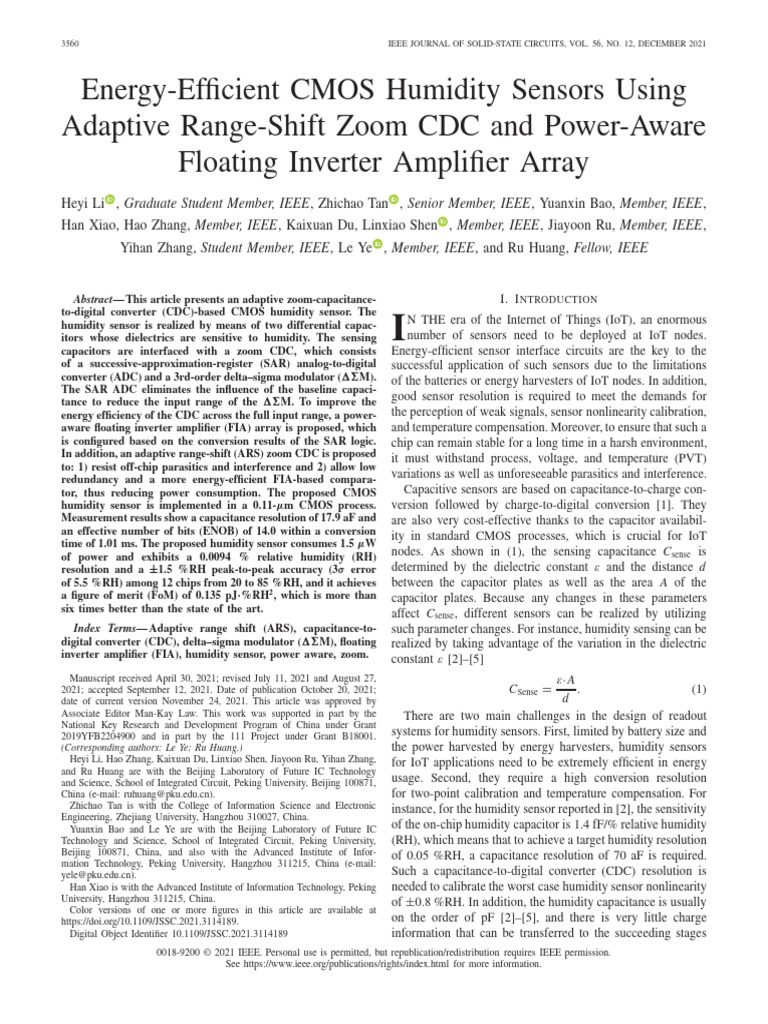 Energy-Efficient CMOS Humidity Sensors Using Adaptive Range-Shift Zoom CDC and Power-Aware ...