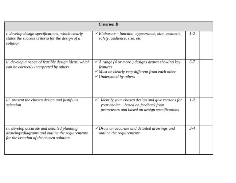 Criterion B Checklist (1) | PDF