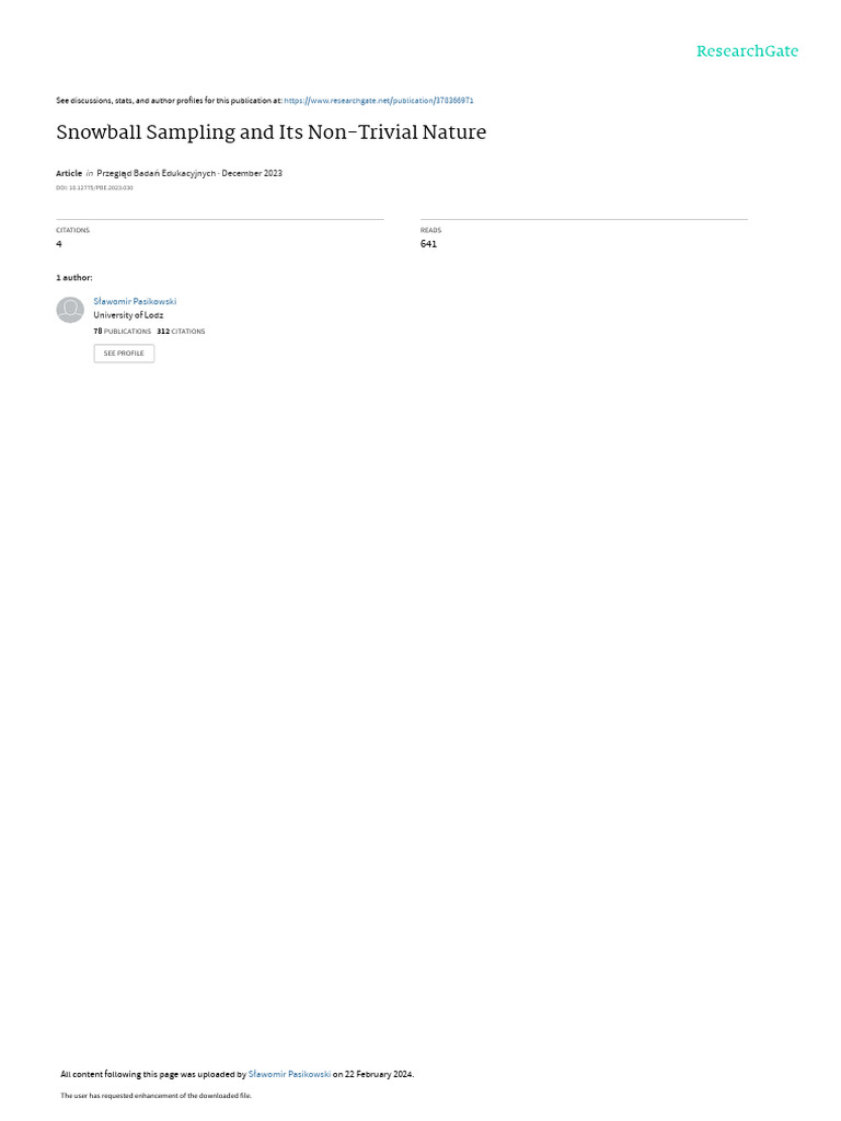 Snowball Sampling in Education Research | PDF | Sampling (Statistics) | Probability Distribution
